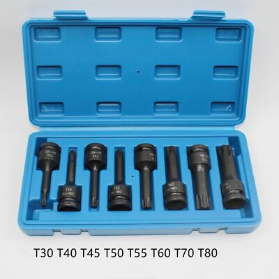 8pcs 1/2'' Drive Torx Deep Impact Metric Socket Bits Set Repair Tool ...