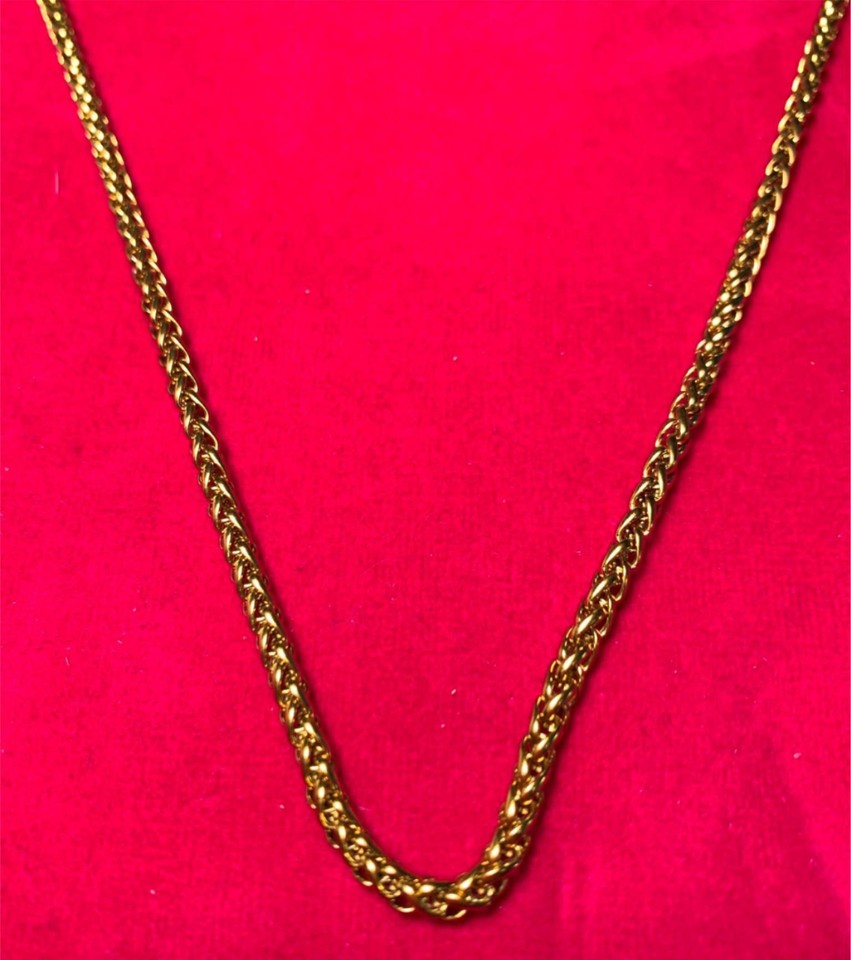 36 INCH Man Woman 3mm Gold Plated Stainless Steel Braided Wheat ...