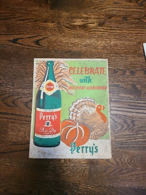 Perry’s Ginger Ale Sign Vintage Bottle Cardboard Easel Back Store ...