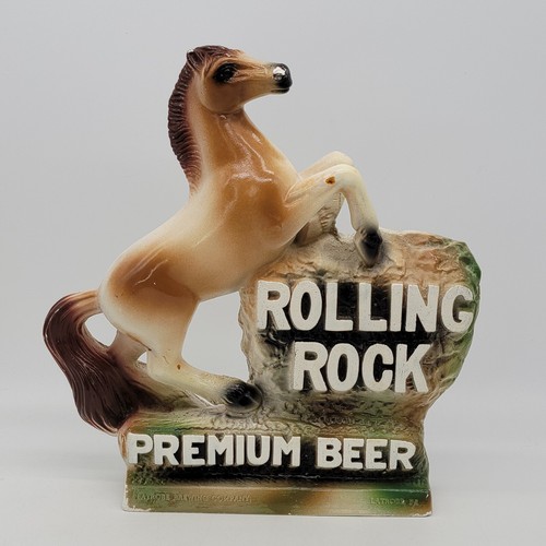 Rolling Rock Premium Beer Chalkware Horse Bar Back Vintage Advertising ...