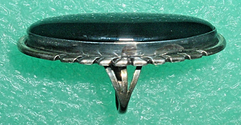 Vintage Navajo 'STERLING Silver 2.25" Long Black ONYX Stone *RING ...