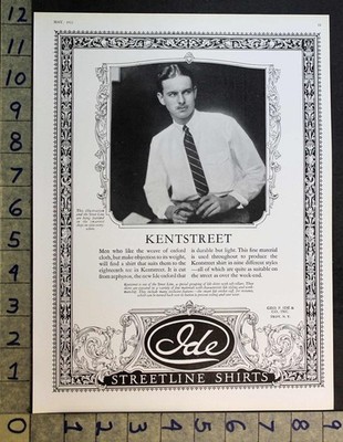 1922 MEN FASHION IDE STREETLINE KENTSTREET SHIRT GEORGE P. IDE TROY AD ...