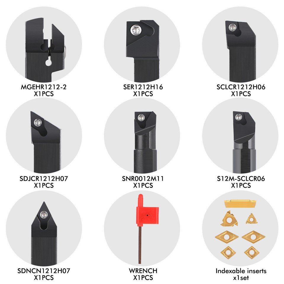 21pcs Indexable Metal Lathe Turning Tool Holder Threading Boring ...