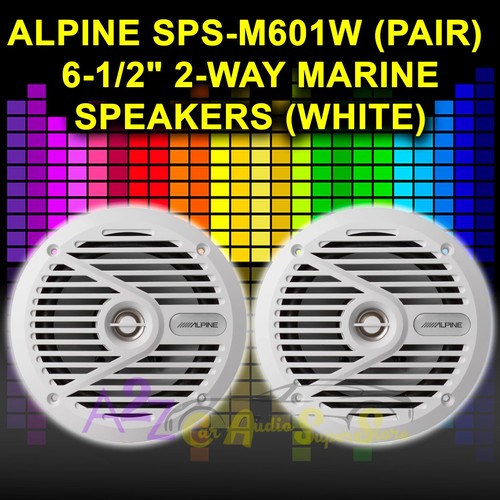 PAIR ALPINE SPS-M601W 6.5" 220 WATT 2-WAY MARINE BOAT COAXIAL SPEAKERS ...