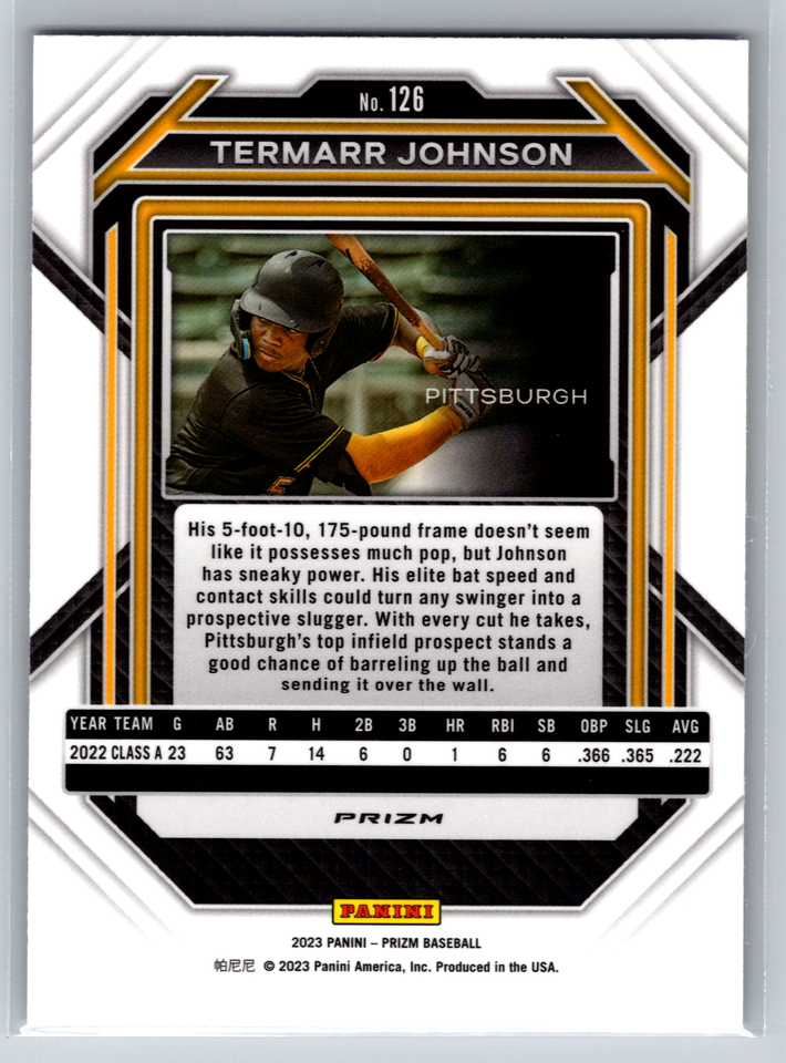 Termarr Johnson 2023 Panini Prizm Blue Ice #126 Pittsburgh Pirates | eBay