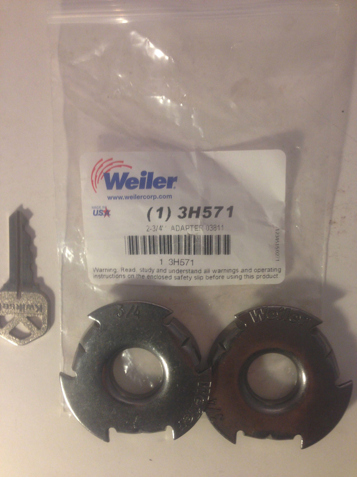 Weiler Wheel Adapter 2" Center Hole Reducer to 3/4" Arbor Shaft for ...