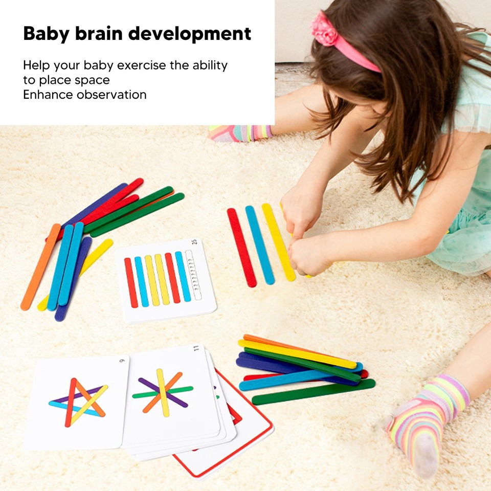 Kids Wooden Counting & Maths Sticks Early Learning Puzzle Basswood ...