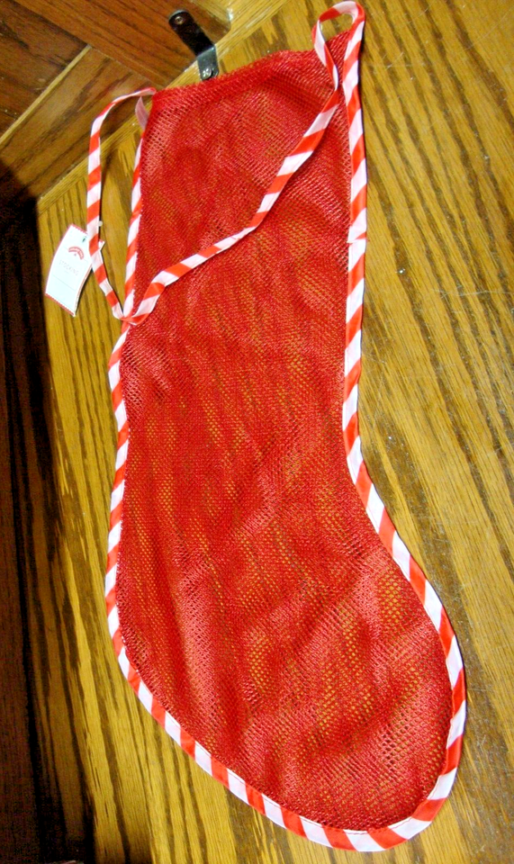 New 18" Red Mesh Net CHRISTMAS Stocking HOLIDAY TIME Walmart ...