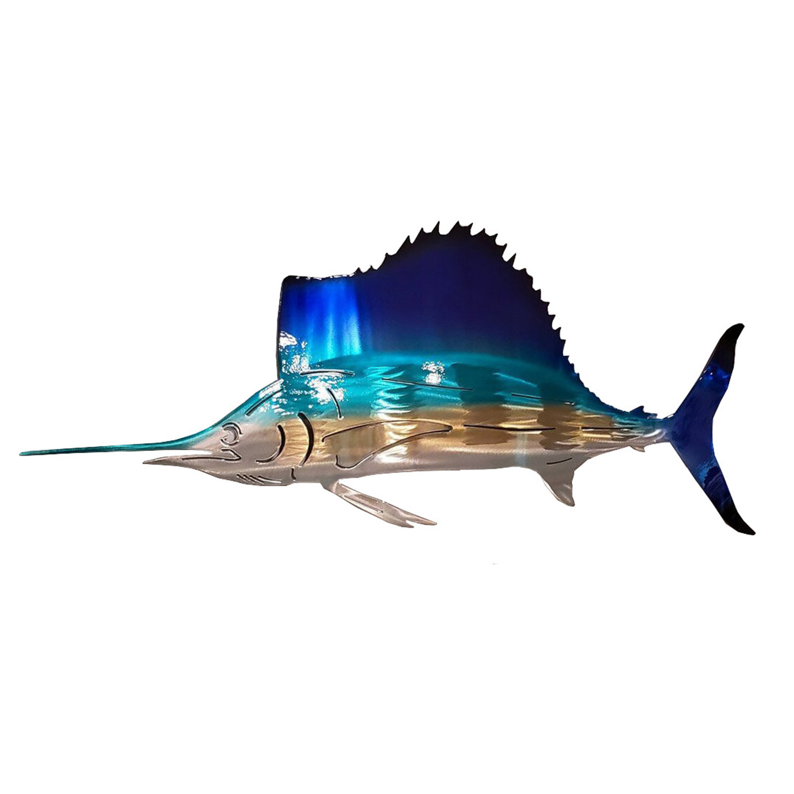 Metal Sea Turtle Swordfish Hanging Ornament Beach Theme Decor Wall Art ...