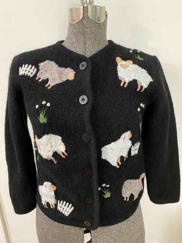 Lisa International SHEEP Appliqué Embroidery Boiled Wool Sweater ...