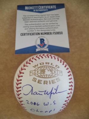 AARON MILES 2006 W.S. CHAMPS SIGNED 2006 WORLD SERIES BASEBALL BECKETT ...