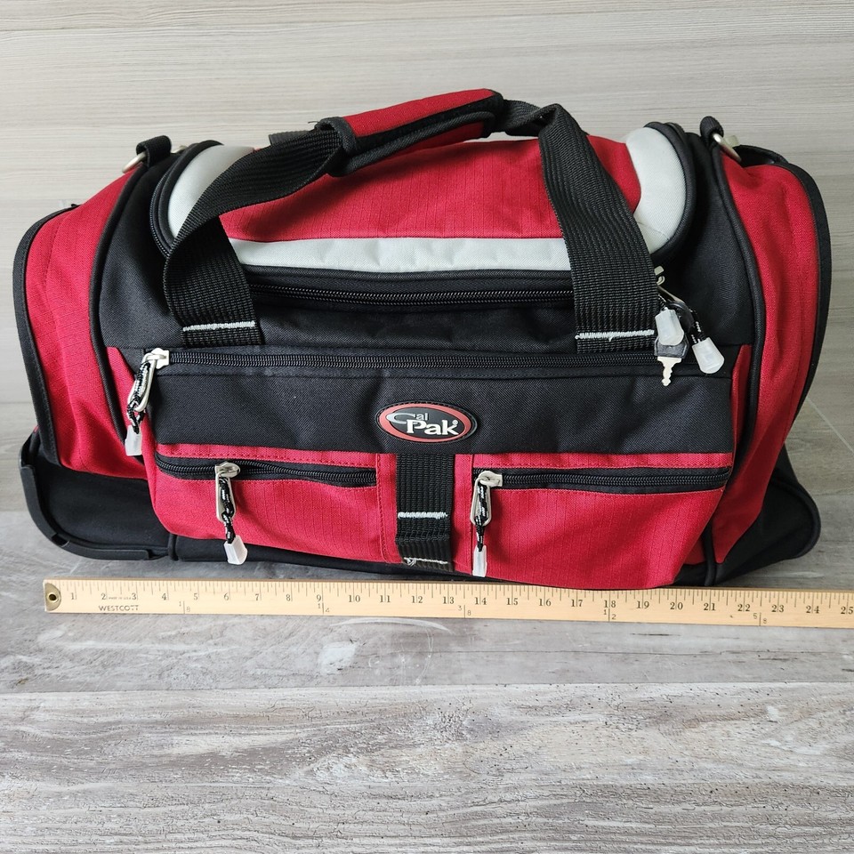 CalPak Red Wheeled Rolling Duffle Carry On Luggage Travel Bag Removable ...