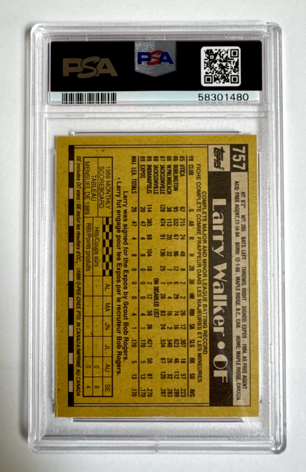 LARRY WALKER 1990 O-Pee-Chee OPC Baseball #757 Rookie Card RC PSA 7 | eBay