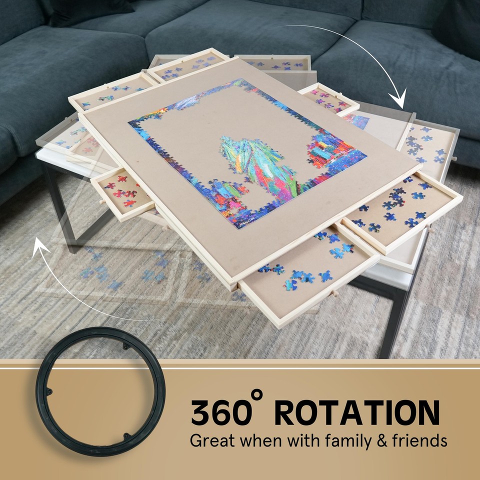 Rotating Puzzle Board with Drawers - Puzzle Board 1500 Pieces – 360 ...