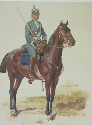 VINTAGE PRINT KAISER'S GERMAN ARMY REGIMENT KONIGS JAGER ZU PFERDE ...
