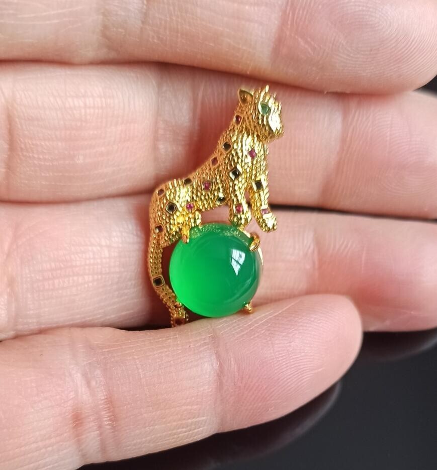 Natural Green Jade Leopard Good Luck Pendant | eBay