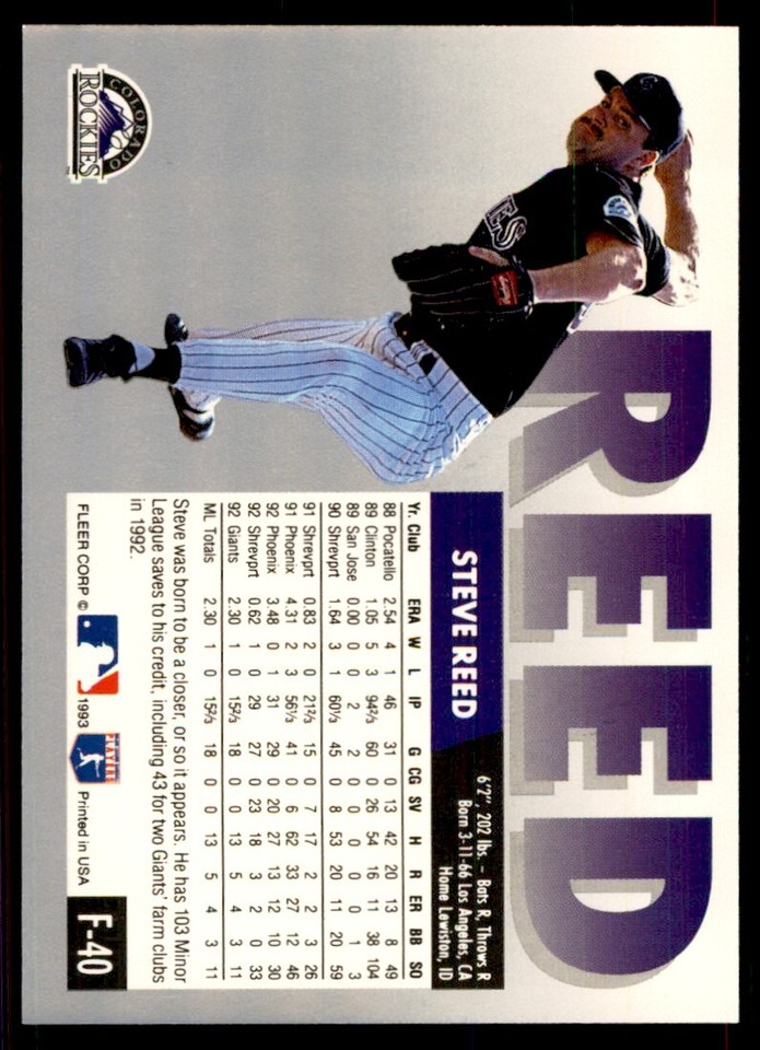 1993 Fleer Final Update Steve Reed Baseball Cards #F-40 | eBay