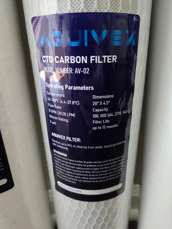 AQUIVEX WHOLE HOUSE WATER FILTER SET - Model Av – 03/AV – 02/Av – 01 ...