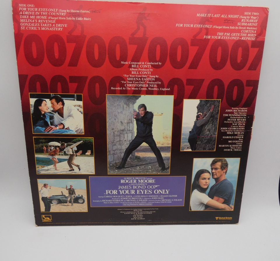 James Bond 007 For Your Eyes Only Soundtrack 1981 Vinyl LP Record Album ...