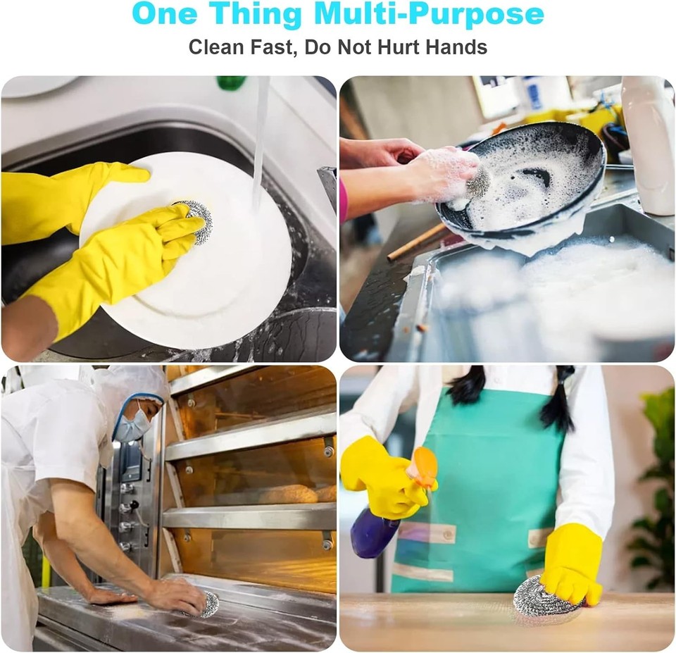 15 Pack Steel Wool Scrubber, Metal Kitchen Scrubbing Sponges ...