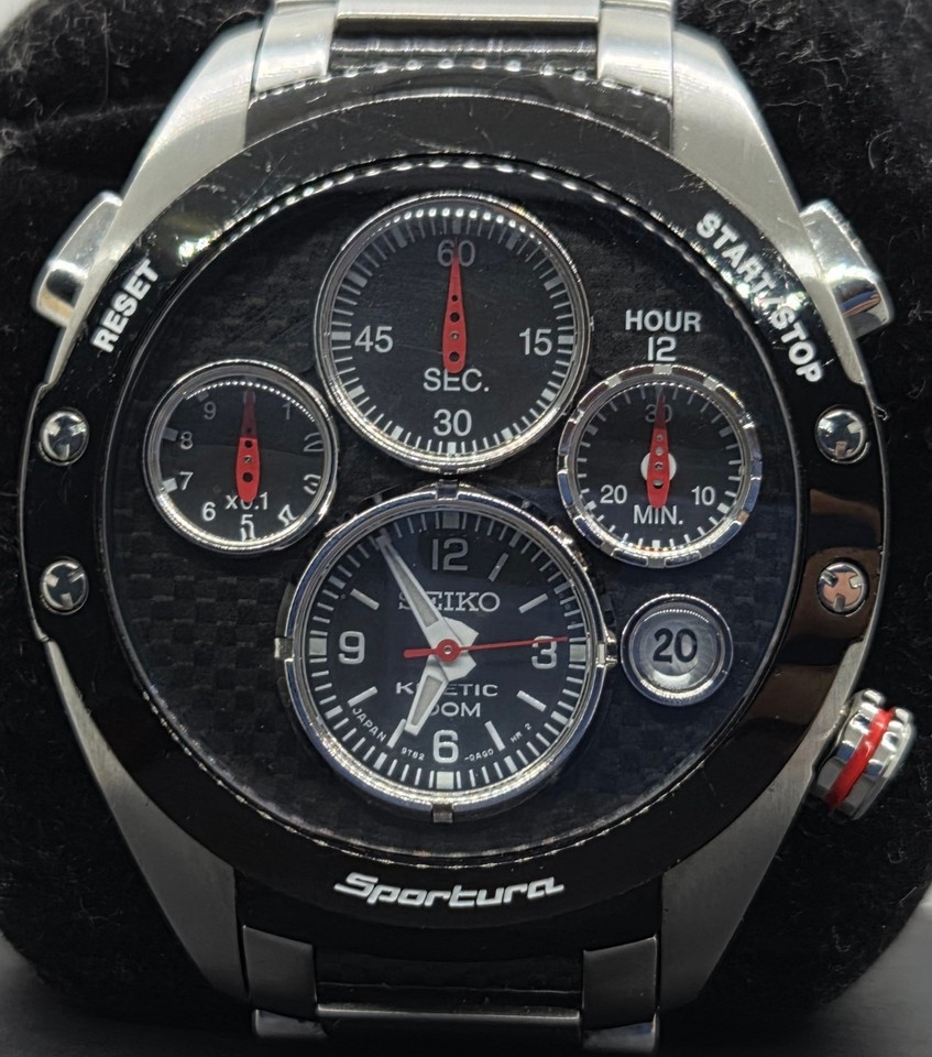 Seiko Sportura Kinetic Chronograph Carbon SLQ 9T82 Limited Edition 1500 ...