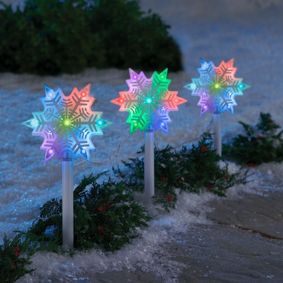 Gemmy AppLights LED Lightshow 3 Snowflake Pathway Stake 20.28 inch NIB ...
