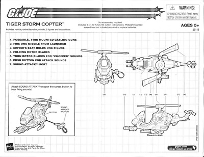 2004 Valor vs Venom TIGER STORM copter BLUEPRINTS instruction sheet GI ...