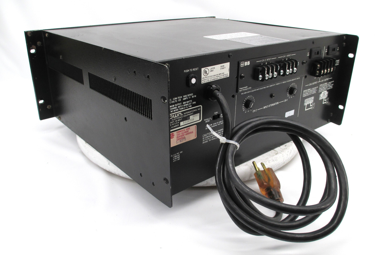 Crown Com-Tech 1600 Professional Power Amplifier Amp 800 W/CH @ 4-ohms ...