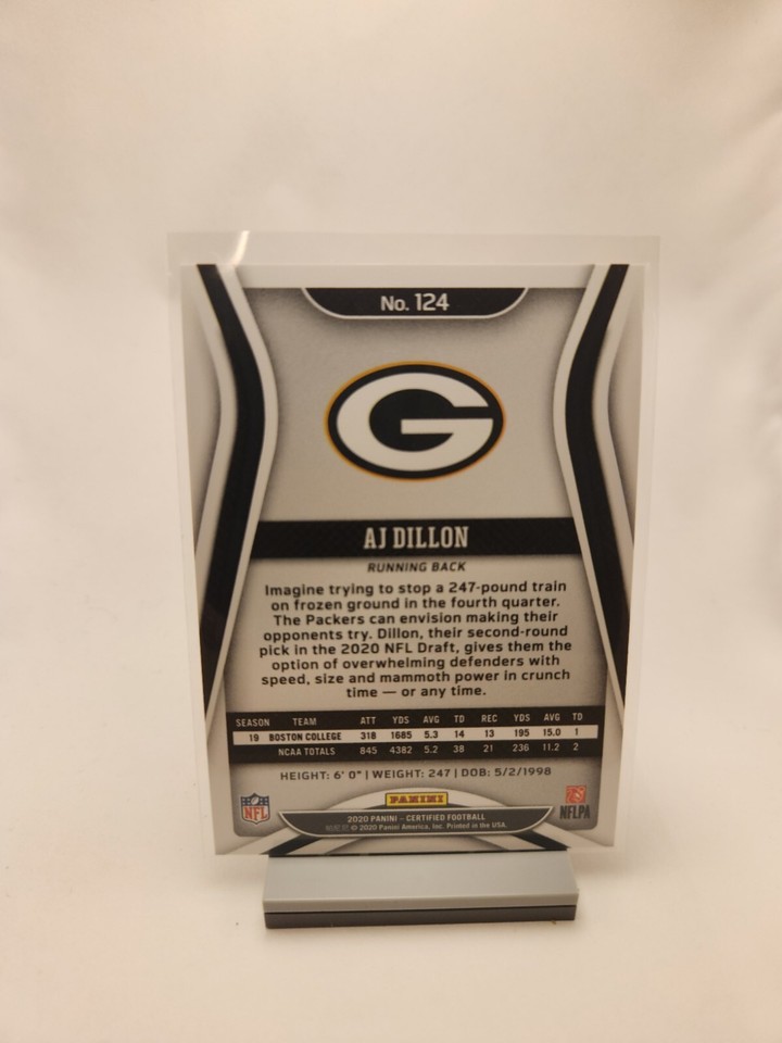 2020 Certified Football Aj Dillon RC Orange Mirror /199 Green Bay ...