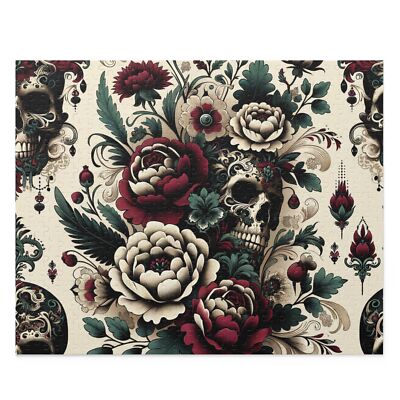 Puzzle (120, 252, 500-Piece) Gothic Elegance Skulls Florals Punk Grunge ...