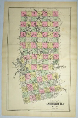 1888 Original Hand-Colored Colby & Stuart Map From Atlas Piscataquis Co ...