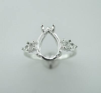 Pear Shape Double Side Accent Ring Setting Sterling Silver | eBay