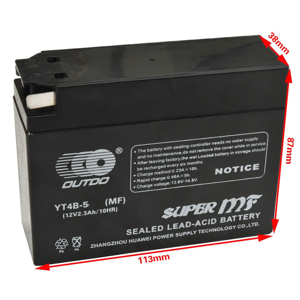 Yamaha SR400 Vino YJ50R TTR50E TTR90E Suzuki DR-Z70 Battery GT4B-5 YT4B ...