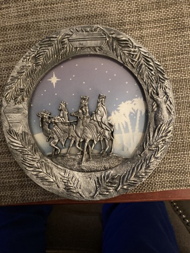 Michael Ricker Pewter Picture Plate Wall Hanging Three Kings Wisemen ...
