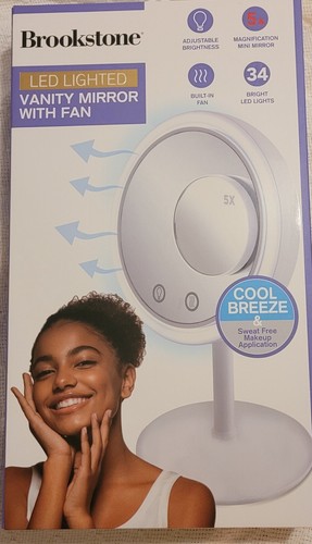 Brookstone Vanity Mirror With Led Lights And Fan | eBay