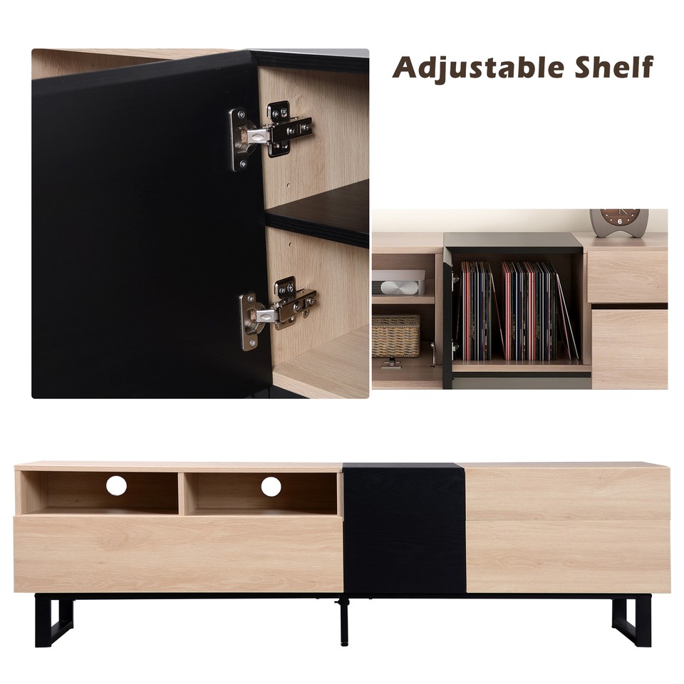 TV Stand for TVs Up to 80" Modern Media Console Table with Cabinets ...