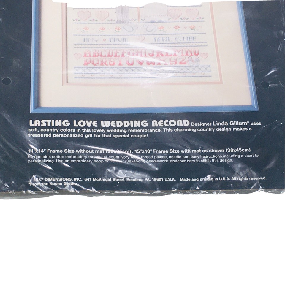 Dimensions Cross Stitch Sampler Kit Lasting Love Wedding Record Size ...