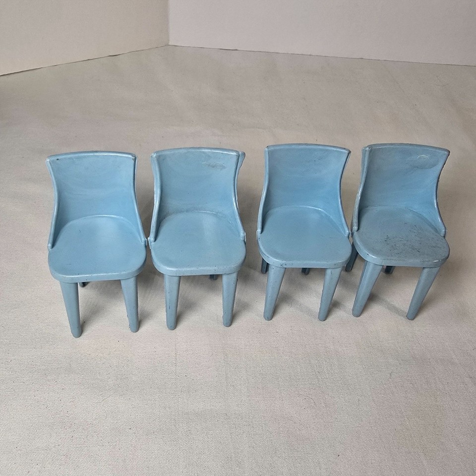 Vintage 1950s Plasco Toy Dollhouse Furniture Set Blue Beds Desk ...