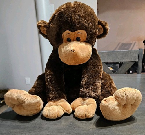 Toys R Us Monkey Chimp Plush Tan Brown Face Feet Over 24" Large Stuffed ...