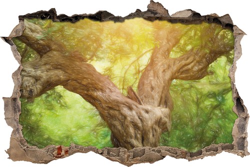 Powerful Tree IN Forest Art Crayon Effect - 3D-Look Breakthrough Wall ...