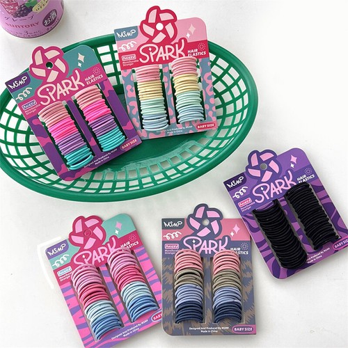 48Roots/bag Colorful Hair Loop Sweet Rubber Elastic Band Daily Hair ...