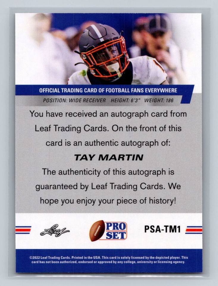 2022 Leaf Pro-Set Tay Martin RED Rookie AUTO Autograph RC 49ers #PSA ...