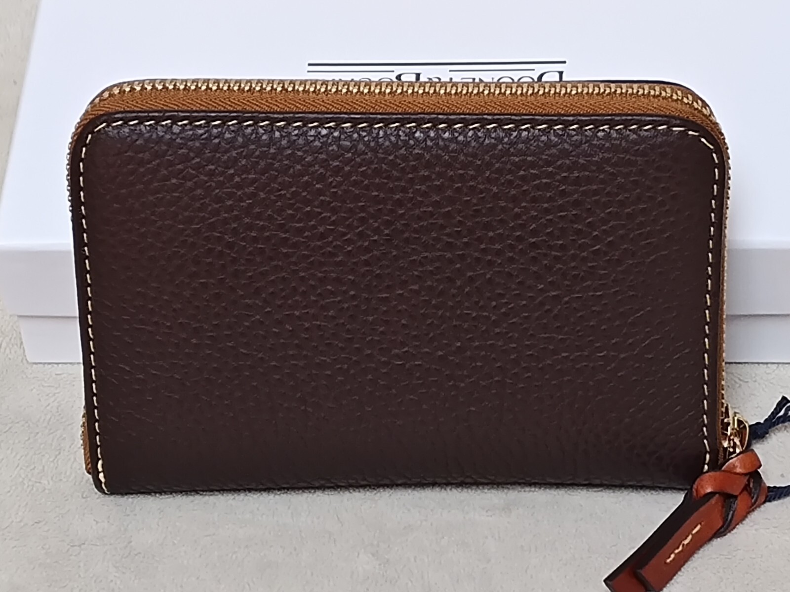 Dooney & Bourke Pebble Grain Medium Zip Around Wallet Clutch Brown ...
