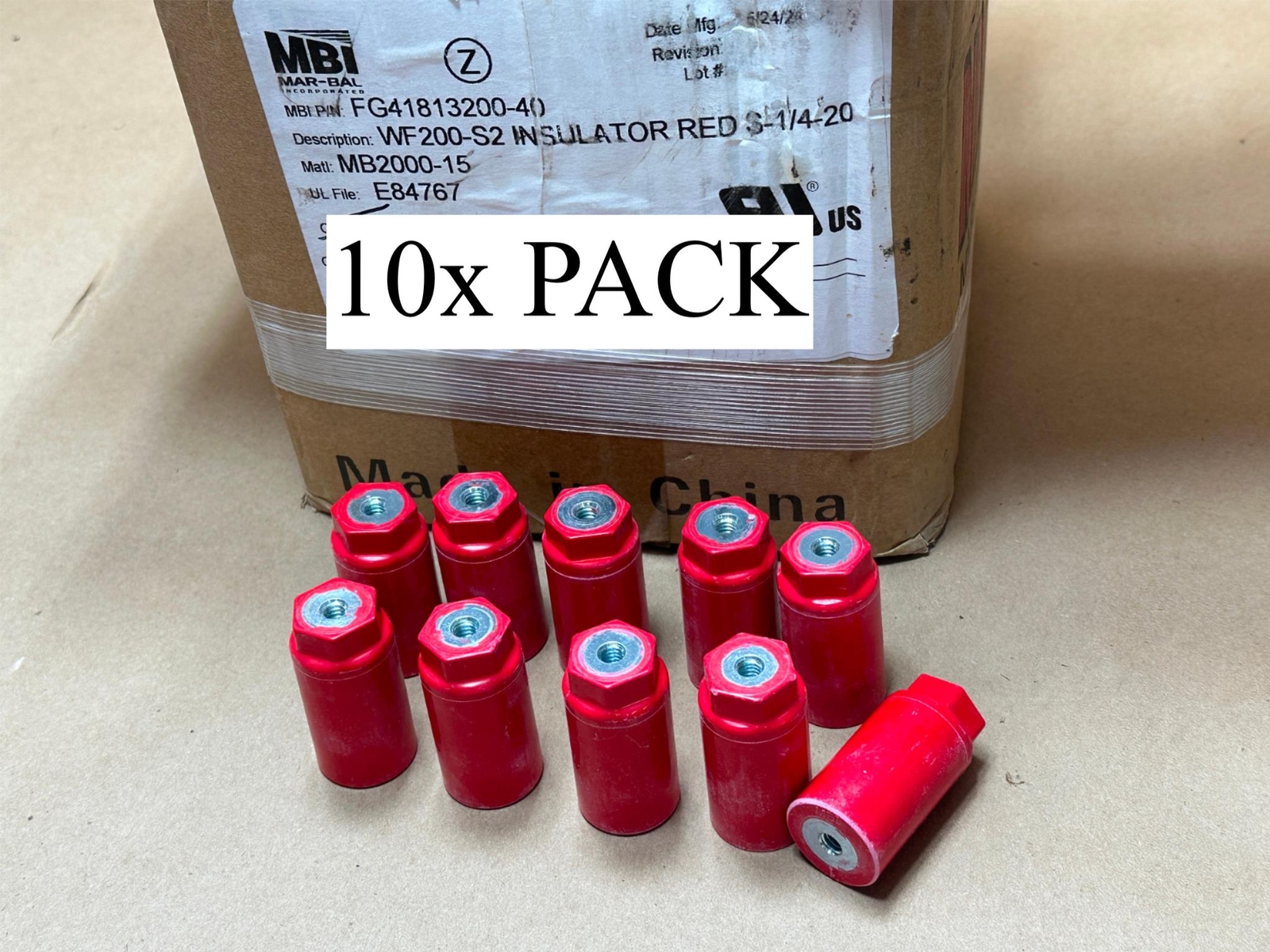 10 Pack MBI Panel & Switchboard 2" Glastic Standoff Insulators Red 600V ...