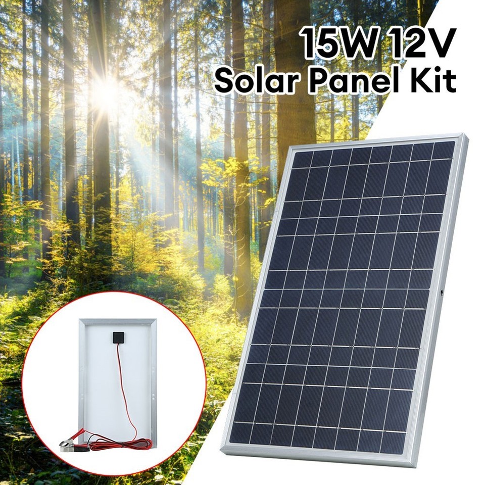 Portable Solar Panel Kit with Clips 15W 12V Waterproof Design | eBay ...