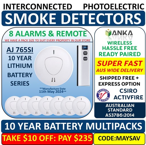 8 ANKA Wireless Interconnected Photoelectric Smoke Alarm Detector ...