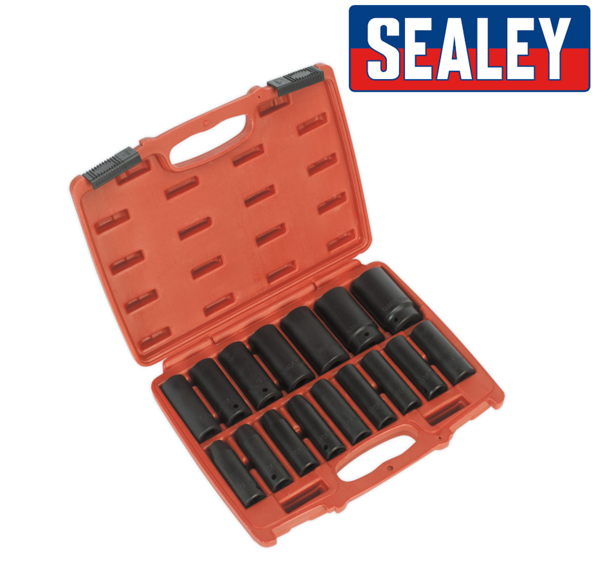Sealey IMPACT Metric DEEP SOCKETS 1/2" Sq Dr Black in Moulded Case 10 ...