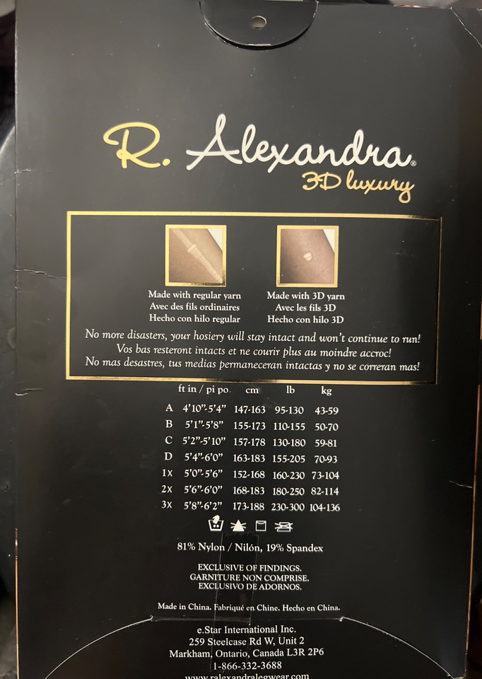 R.Alexandra 3D Luxury Lace Top Thigh High Stockings Sz C Black | eBay