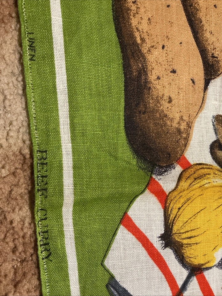 Vintage (holes) Collectable Linen Retro Beef Curry Tea Towel, Read ...