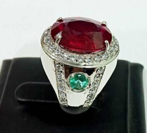 Sparkling Oval Shape Red Lab Created Ruby & Cubic Zirconia Women ...